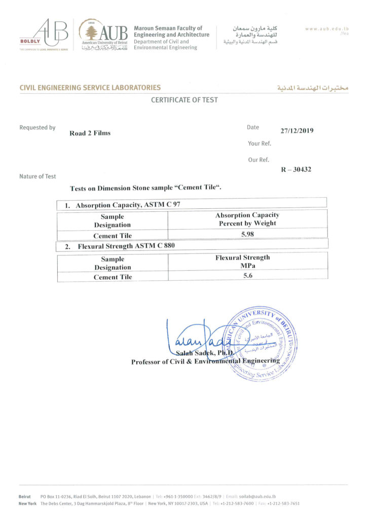 Certificates – MADA | Terrazzo and Cement-based Tiles and Products
